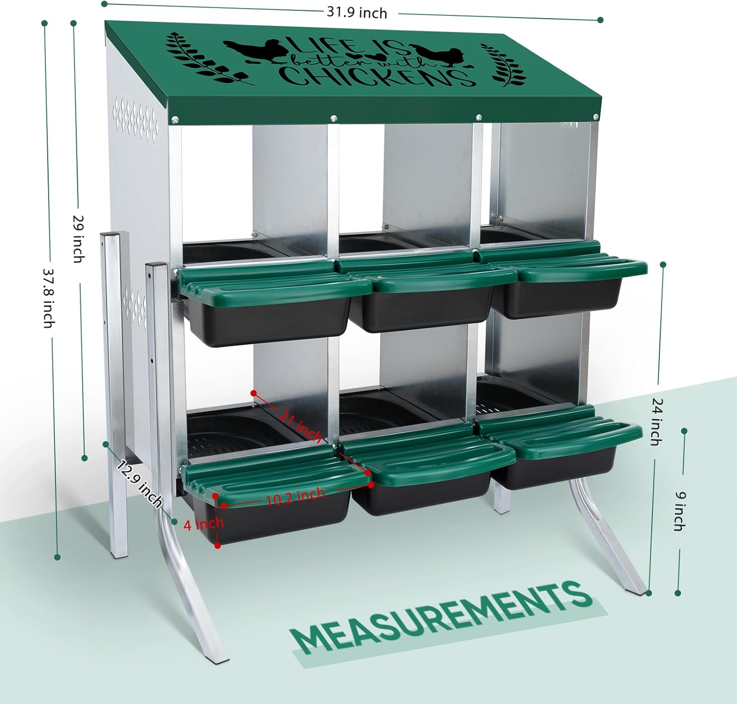 6/8 Holes Chicken Nest Box: Auto Egg Collection, Easy Clean & Assembly ...